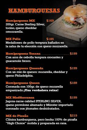 Carta del restaurante Mx Grill Alameda, Celaya