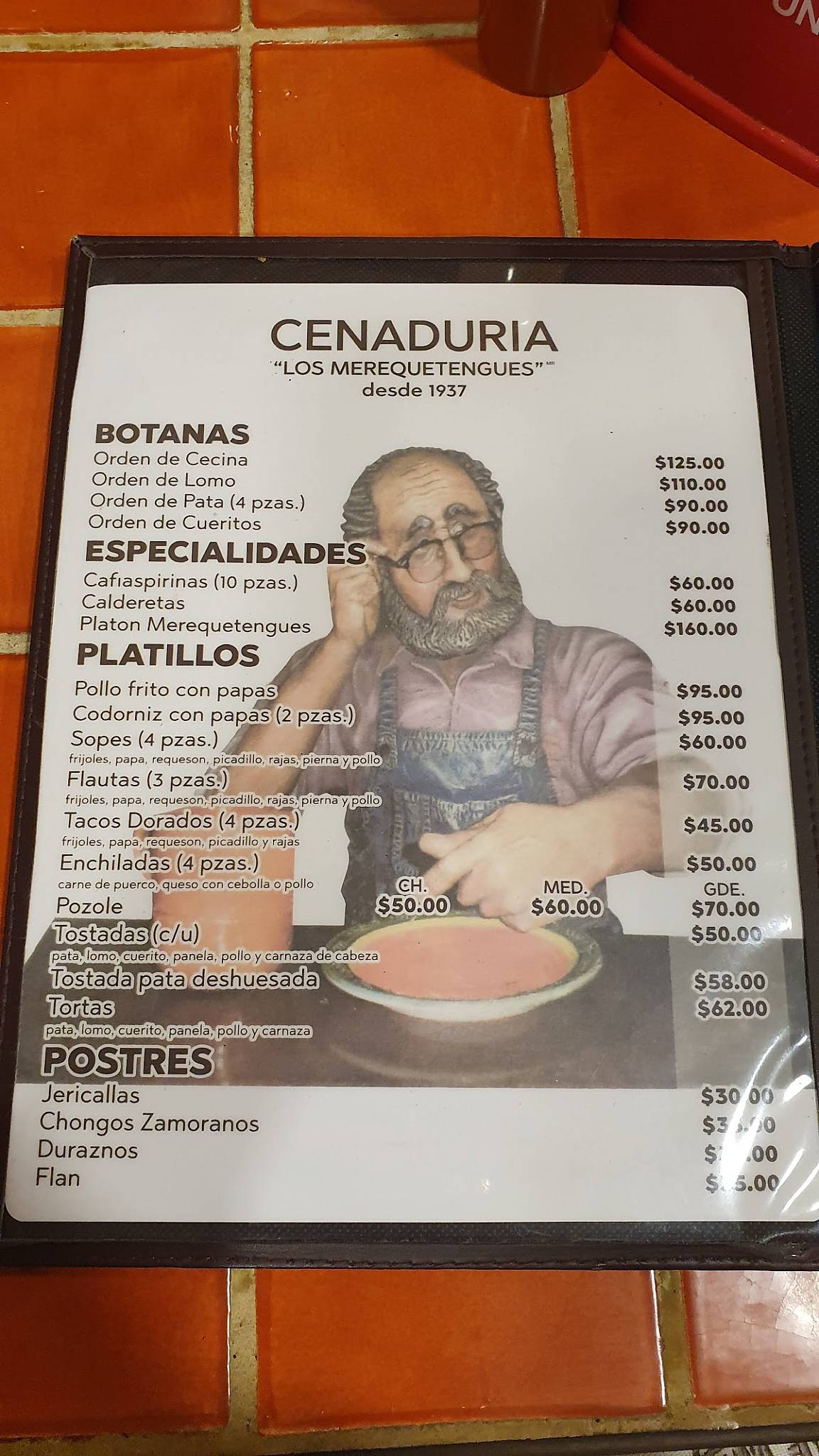Carta del restaurante Cenaduría Los Merequetengues, San Pedro Tlaquepaque