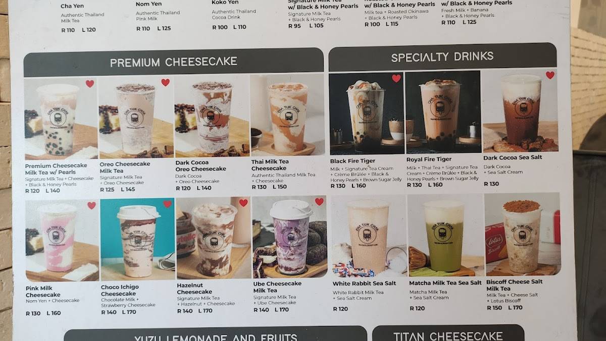 Menu at Cha Tuk Chak - Aurora Boulevard cafe, Quezon City