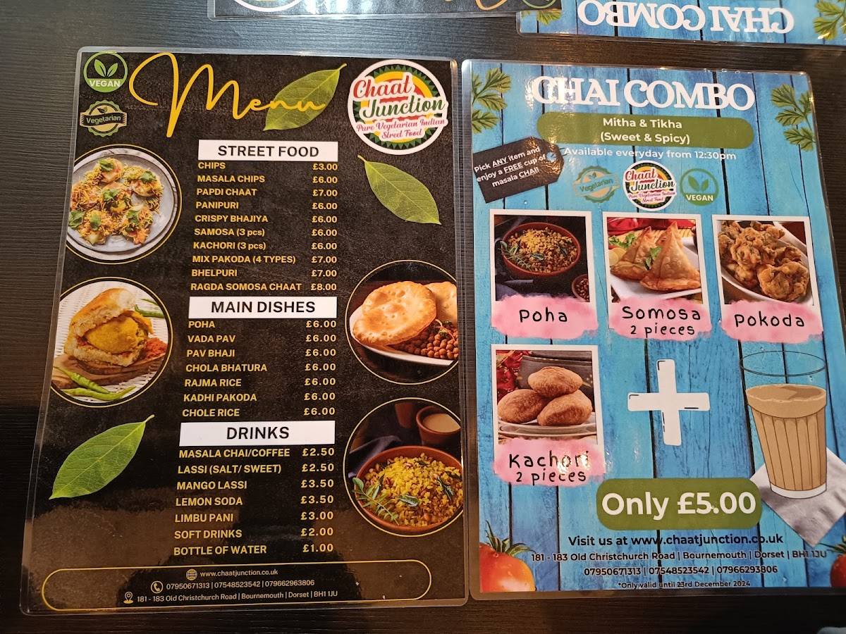 Menu at Chaat Junction restaurant, Bournemouth