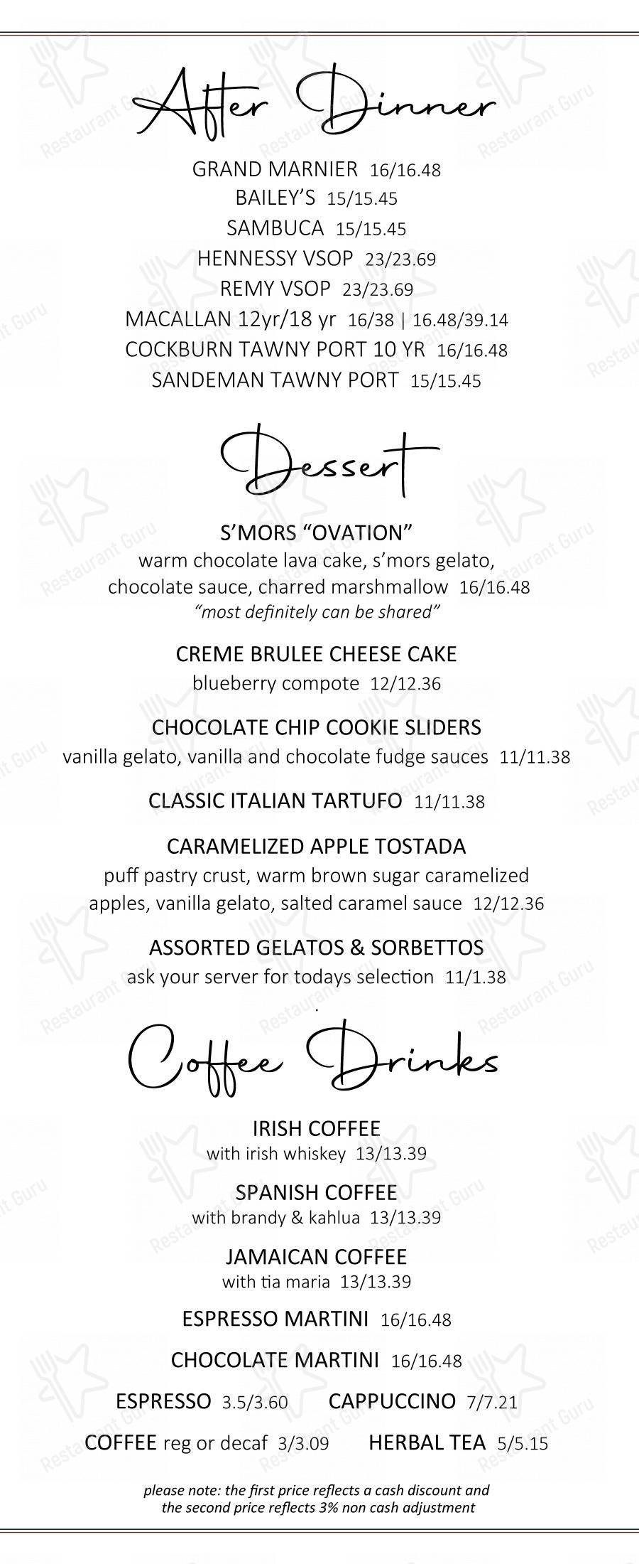 Menu at Chadwick's American Table & Cocktails steakhouse, Rockville Centre