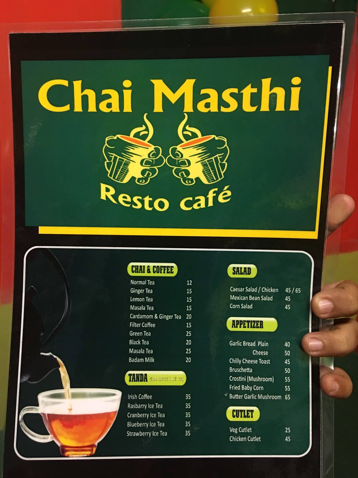 Menu at Chai Masthi, Bengaluru
