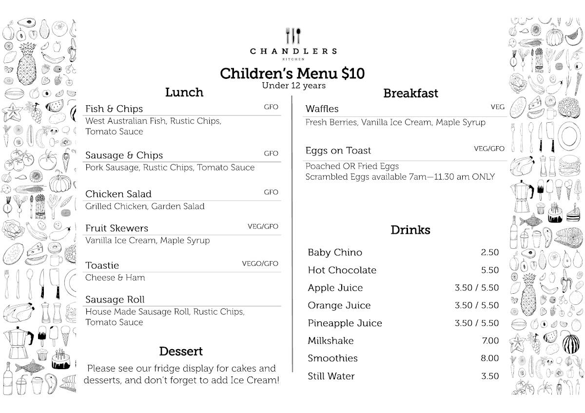 Menu at Chandlers Kitchen restaurant, Rockingham