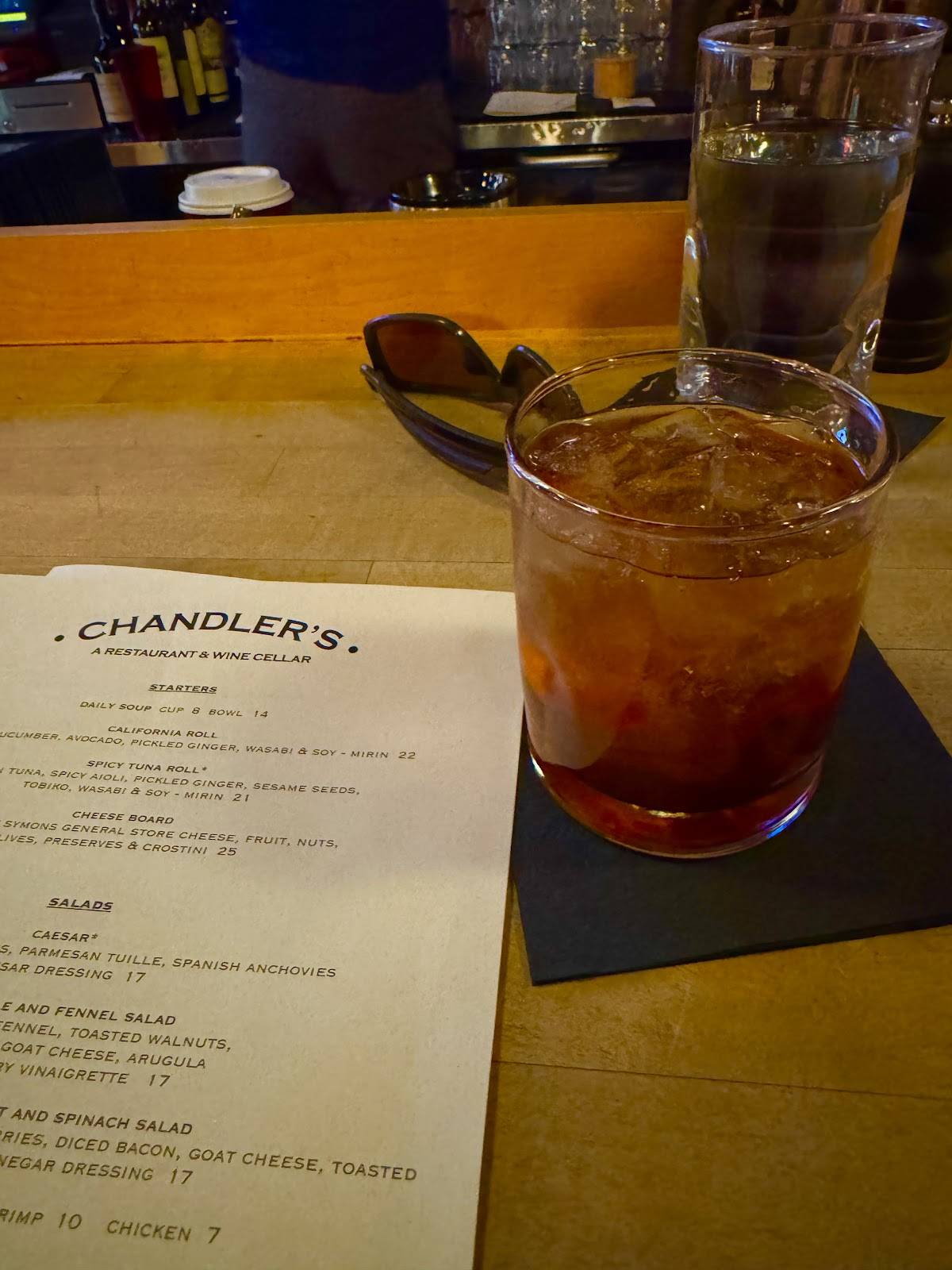 Menu at Chandler's pub & bar, Petoskey