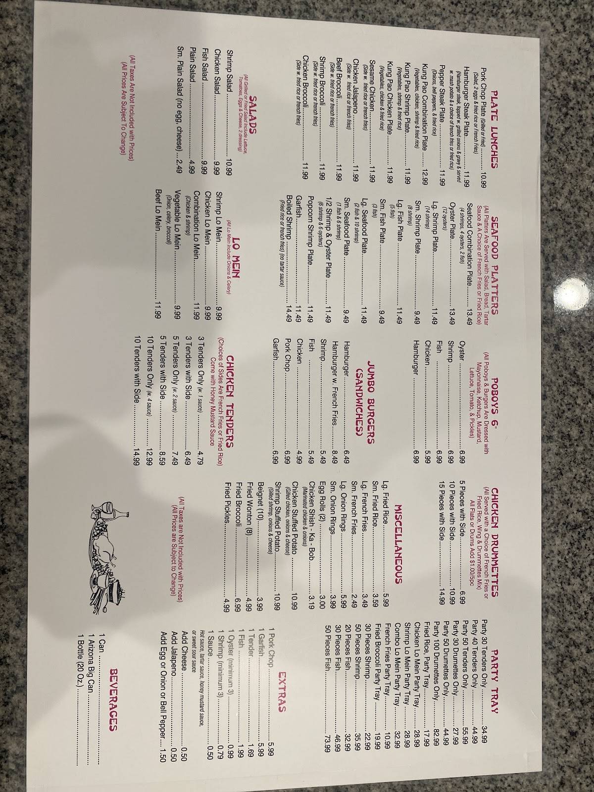 Menu at Charlie's Seafood Restaurant, Lafayette