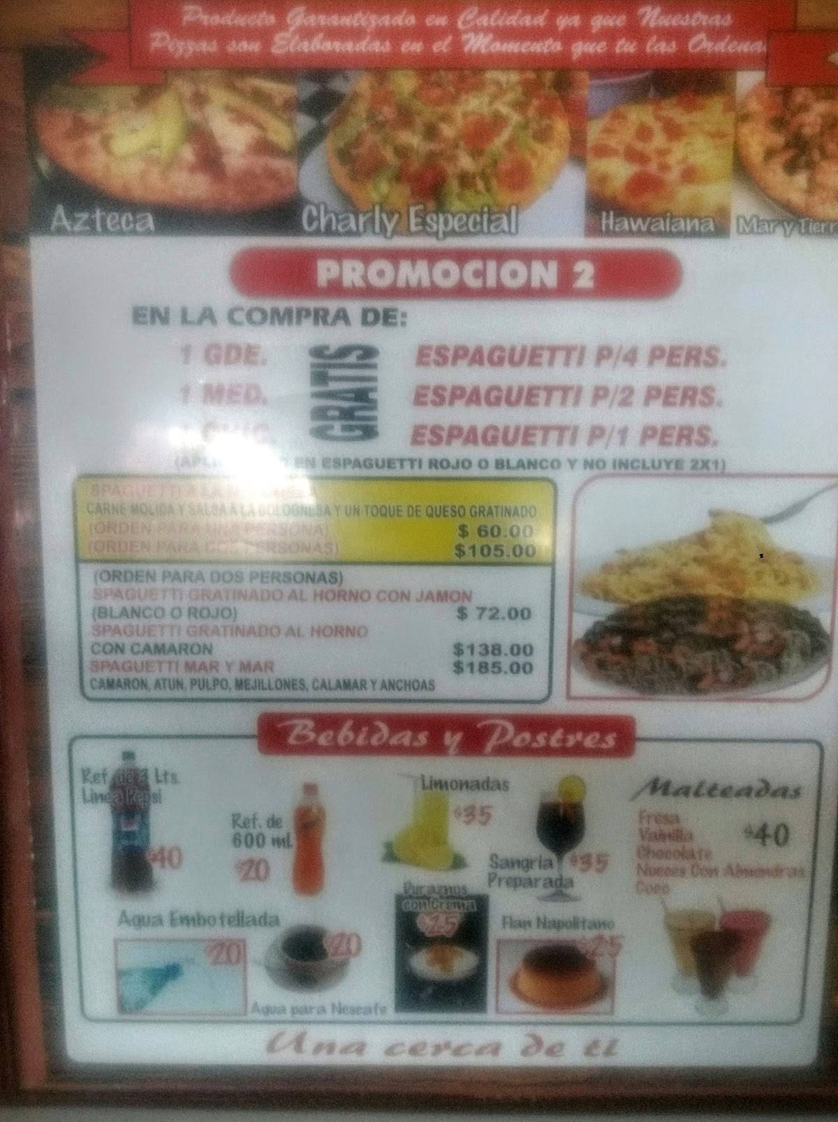 Carta del restaurante Charly Pizza, Ciudad López Mateos, Av. del Rosal 153