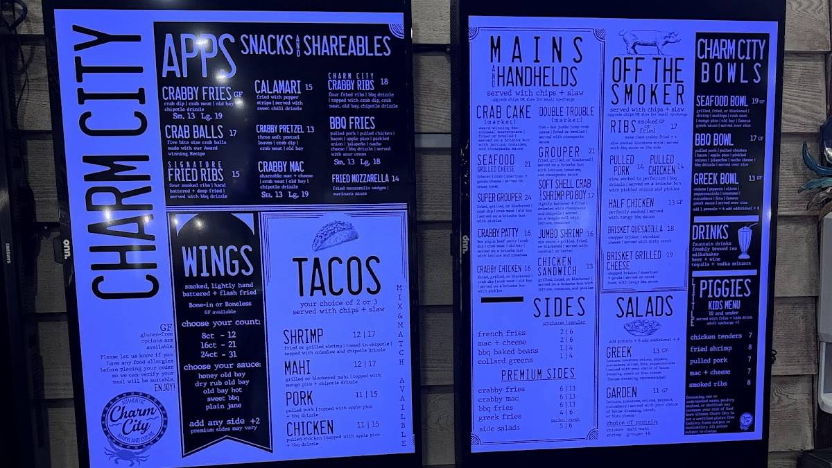 Menu at Charm City Seafood BBQ, Bartow