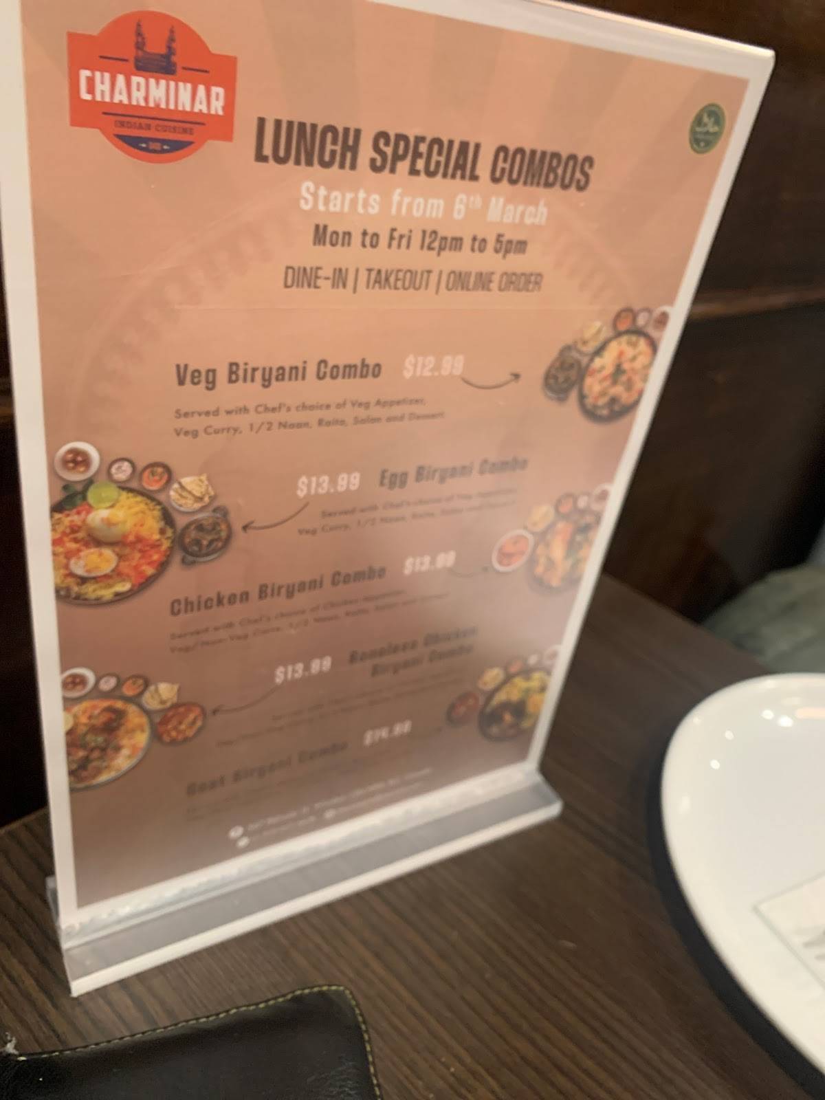 Menu at Charminar Indian Cuisine Windsor restaurant, Windsor