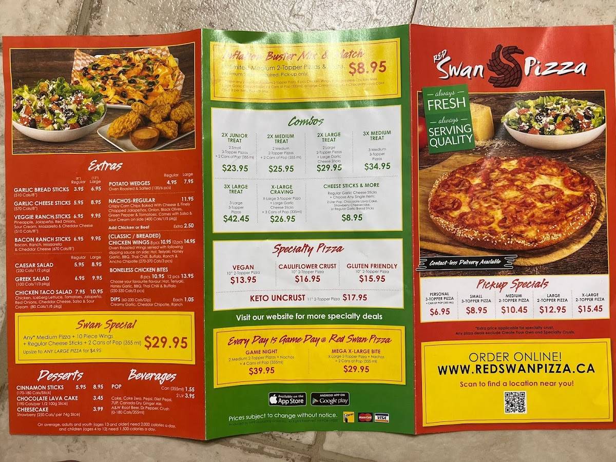 Menu at Red Swan Pizza restaurant, Chatham-Kent