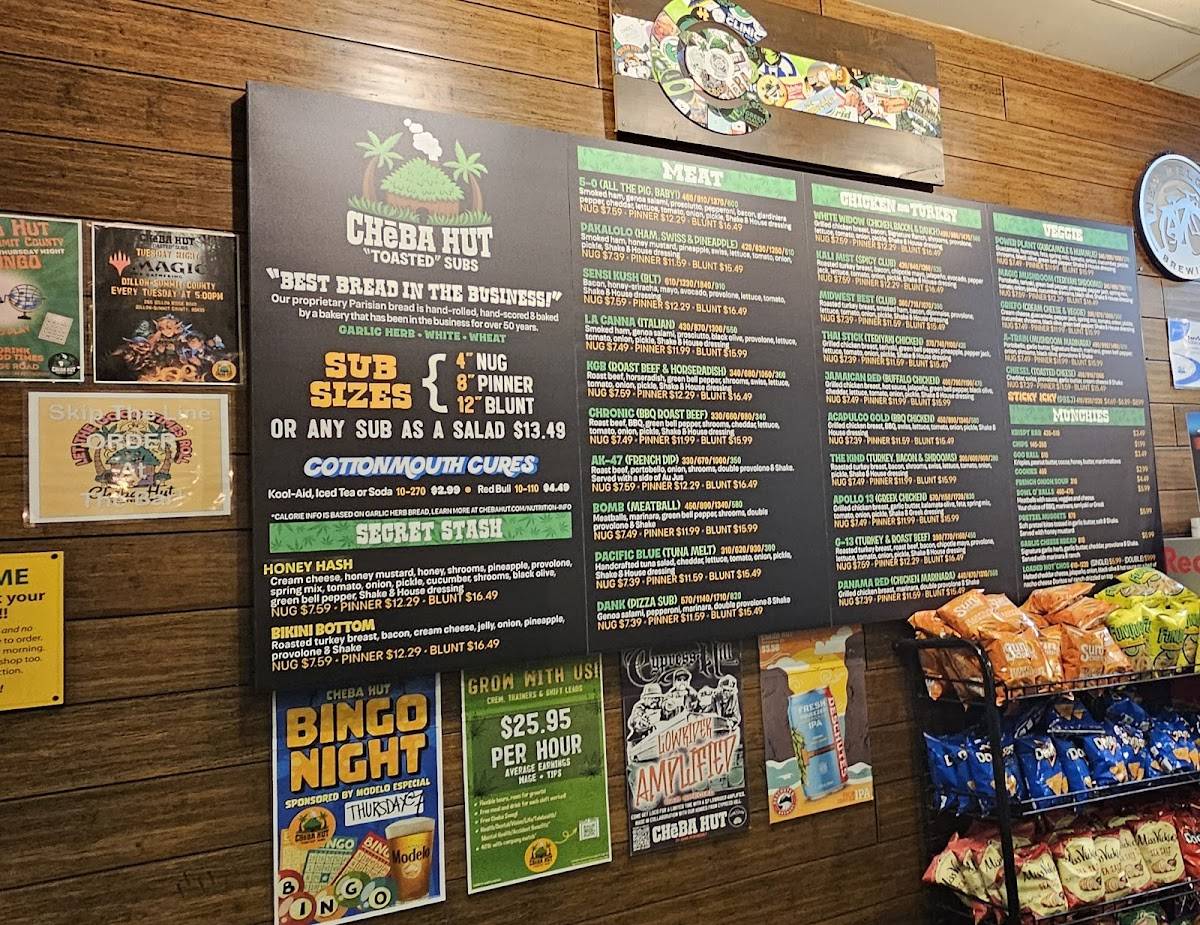 Menu at Cheba Hut "Toasted" Subs pub & bar, Dillon