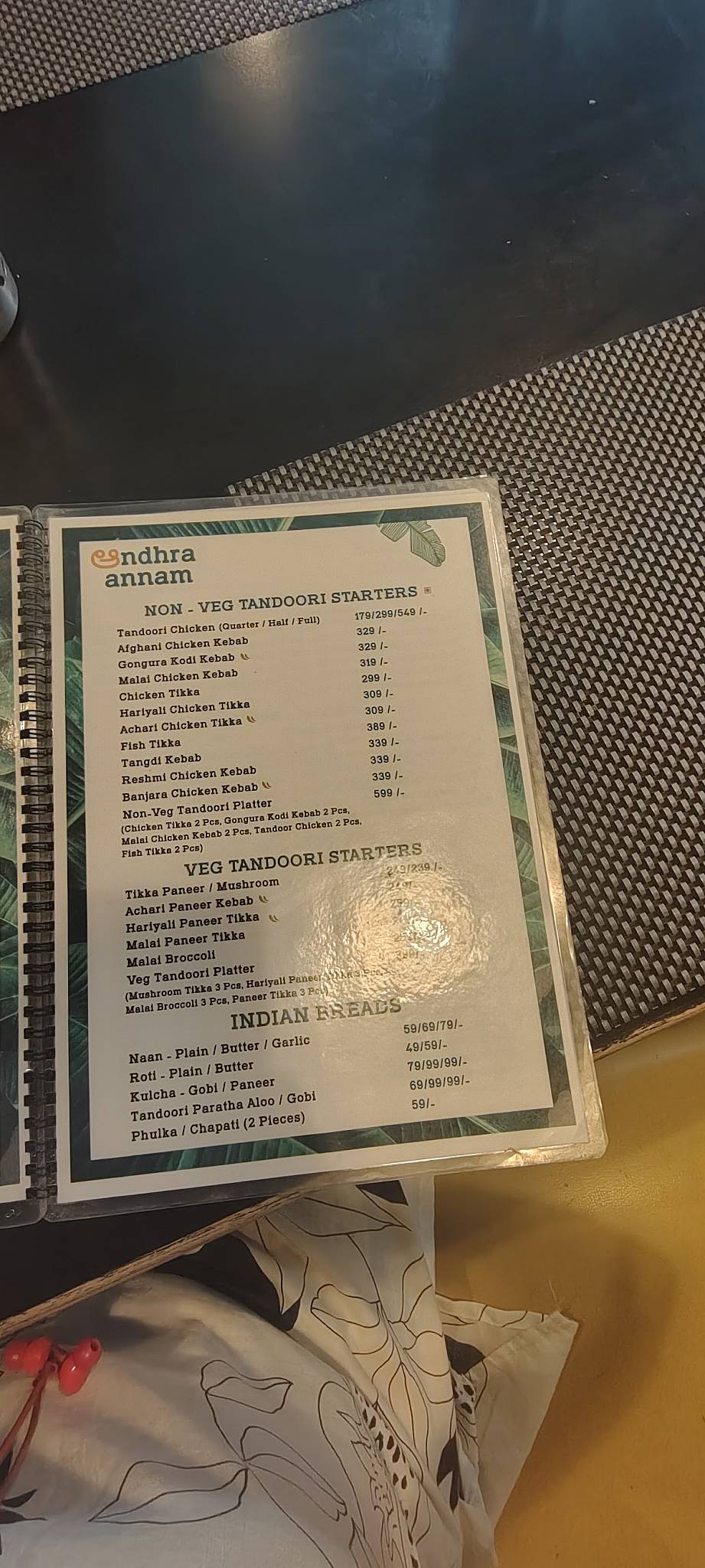 Menu at Andhra Annam, Chennai, E5