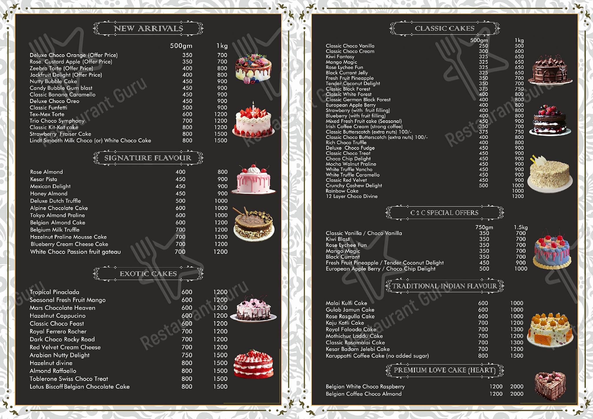 Menu at Chennai Classic Cakes, Chennai, Number: 340-G/1