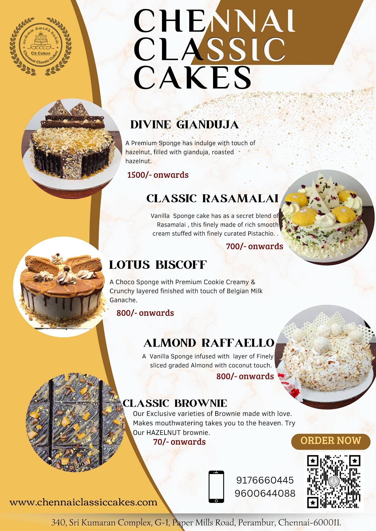 Menu at Chennai Classic Cakes, Chennai, Number: 340-G/1