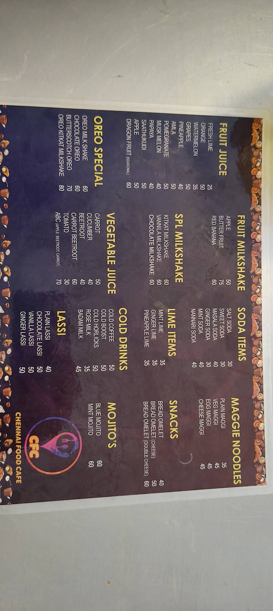 Menu at Chennai Food Cafe - Velachery, Chennai