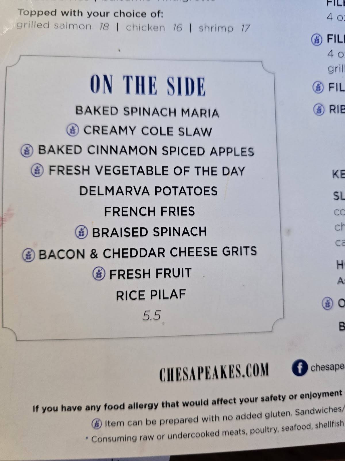 Menu at Chesapeake's Seafood Restaurant, Knoxville, Parkside Dr