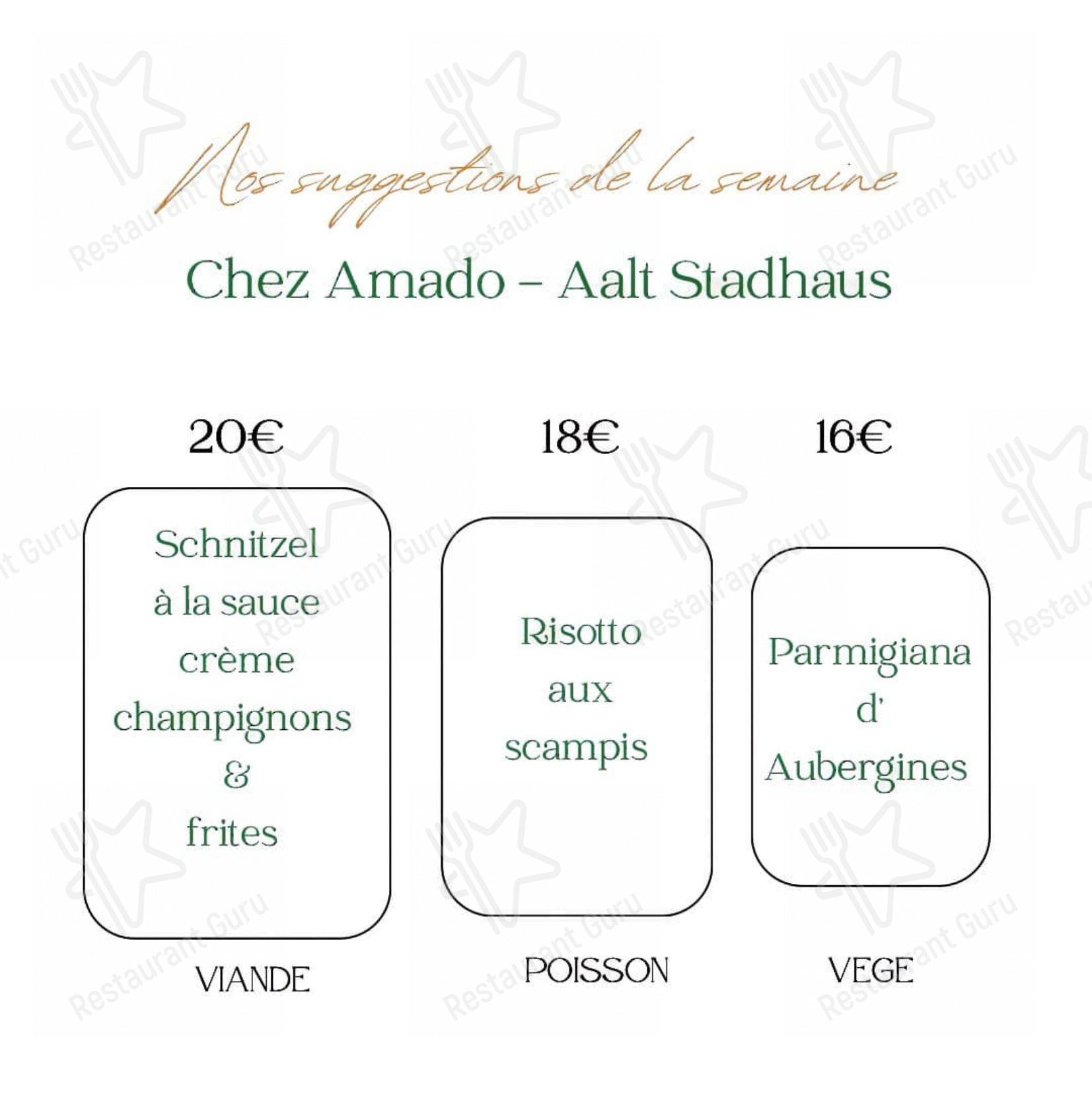 Menu au Chez Amado restaurant, Differdange