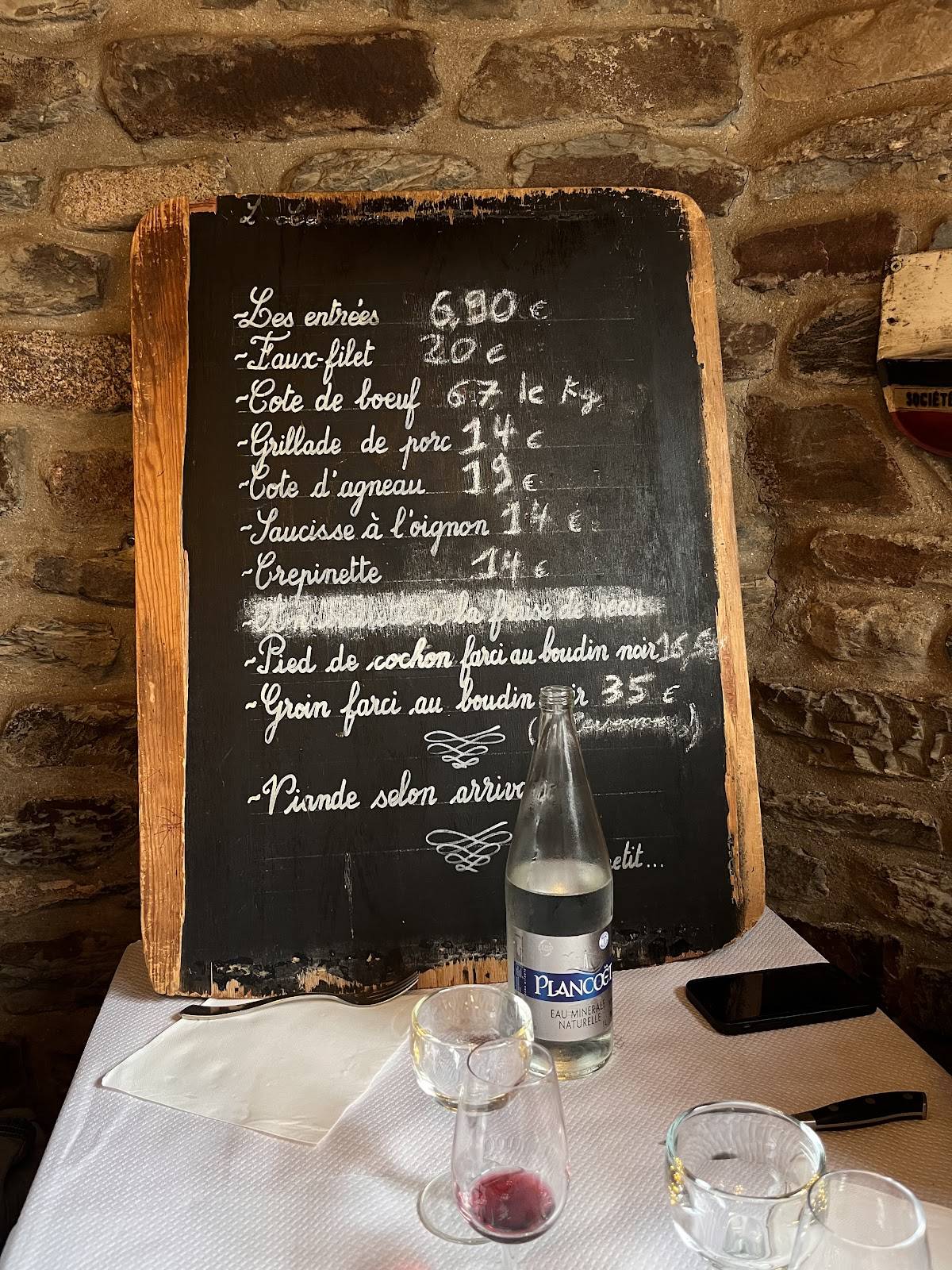Menu au Chez François pub et bar, Genêts