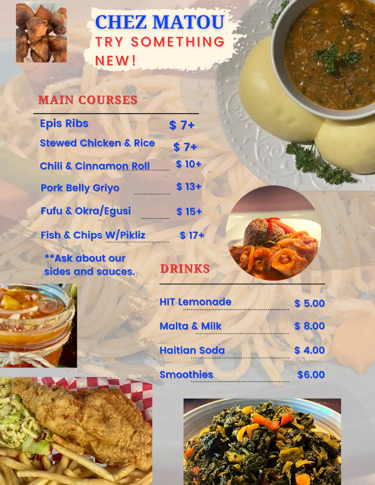 Carta del restaurante Chez Matou Catering, Junction City