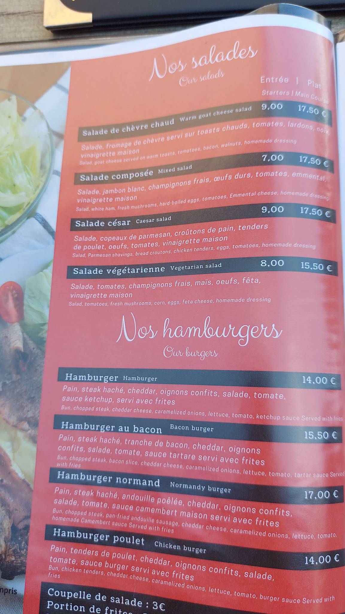 Menu au Chez Sabine pub et bar, Port-en-Bessin-Huppain