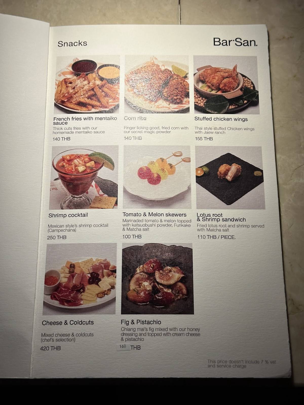 Menu at Bar.San., Chiang Mai
