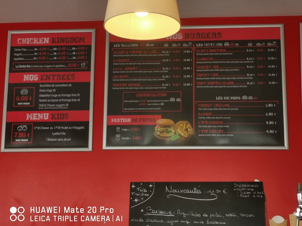 Menu au Chicago Corner restaurant, Fontenay-le-Comte