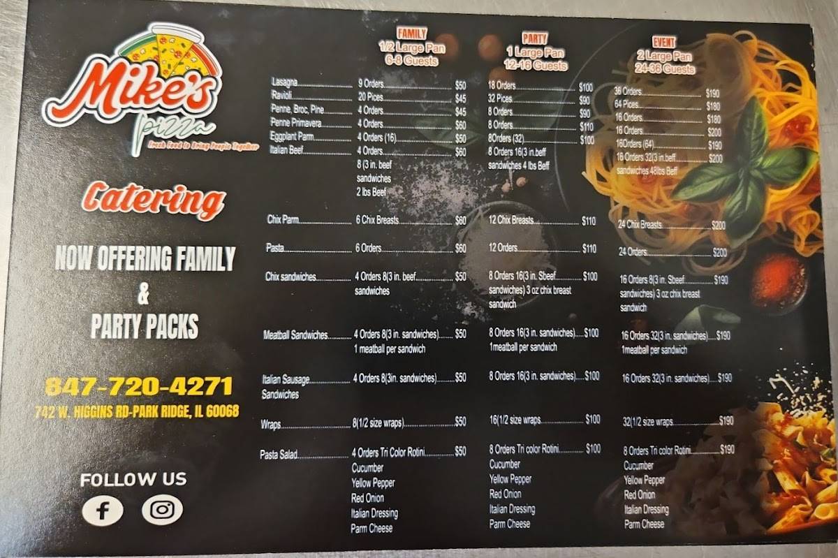Menu at Mike's Pizza pizzeria, Park Ridge