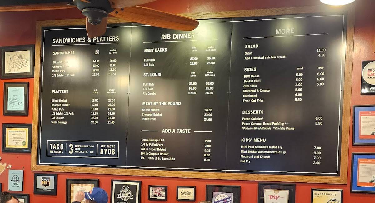 Menu at Smoque BBQ, Chicago, N Pulaski Rd