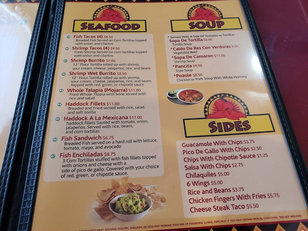 Menu at Chicano's Restaurant, Scranton, 427 Cedar Ave