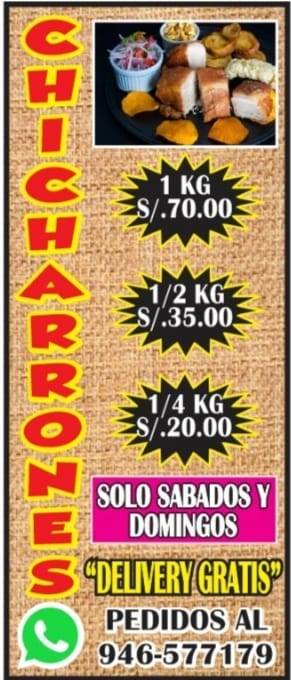 Menu at Chicharron de mi Madre restaurant, Ventanilla