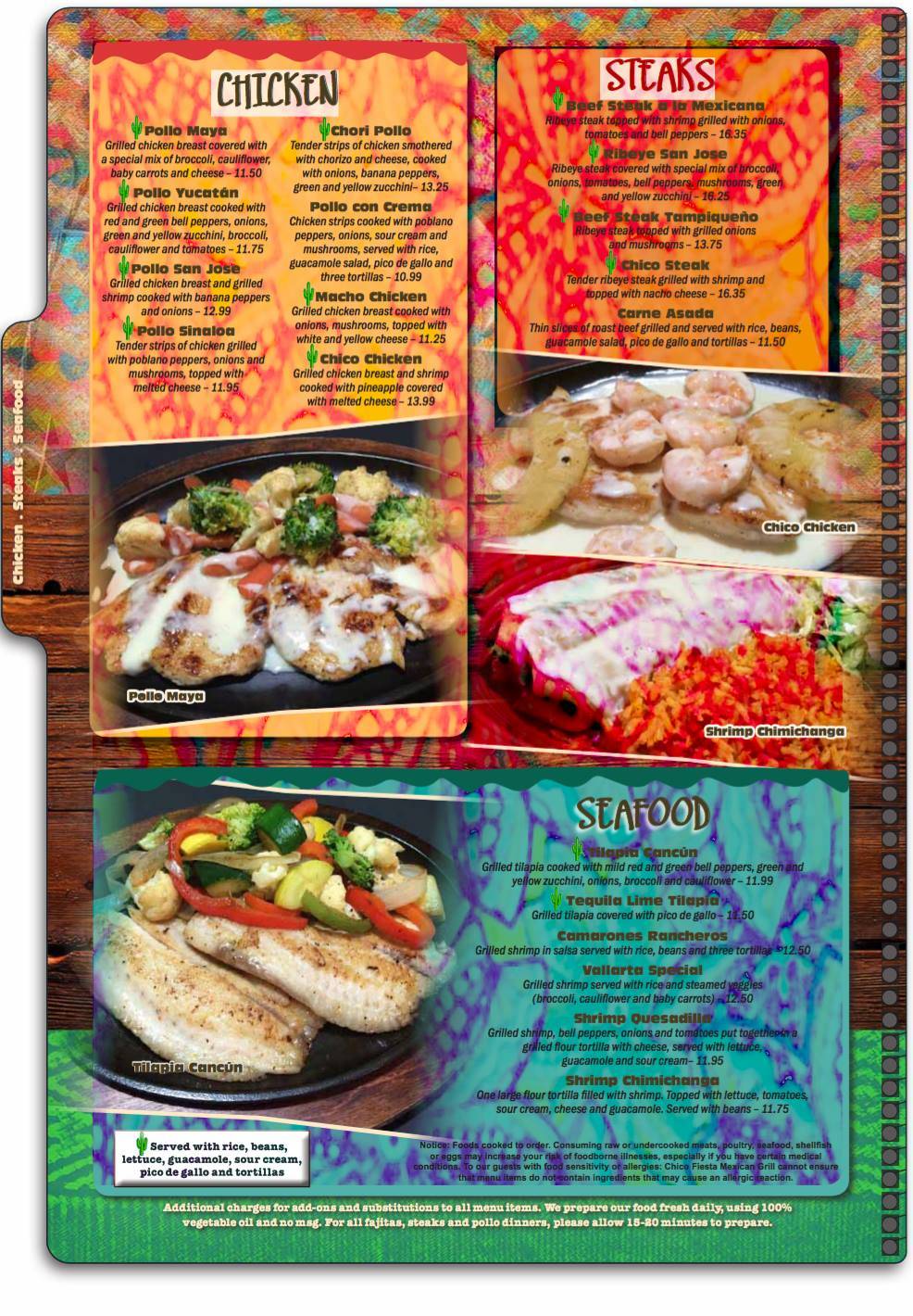 Menu at Chico Fiesta restaurant, Weirton