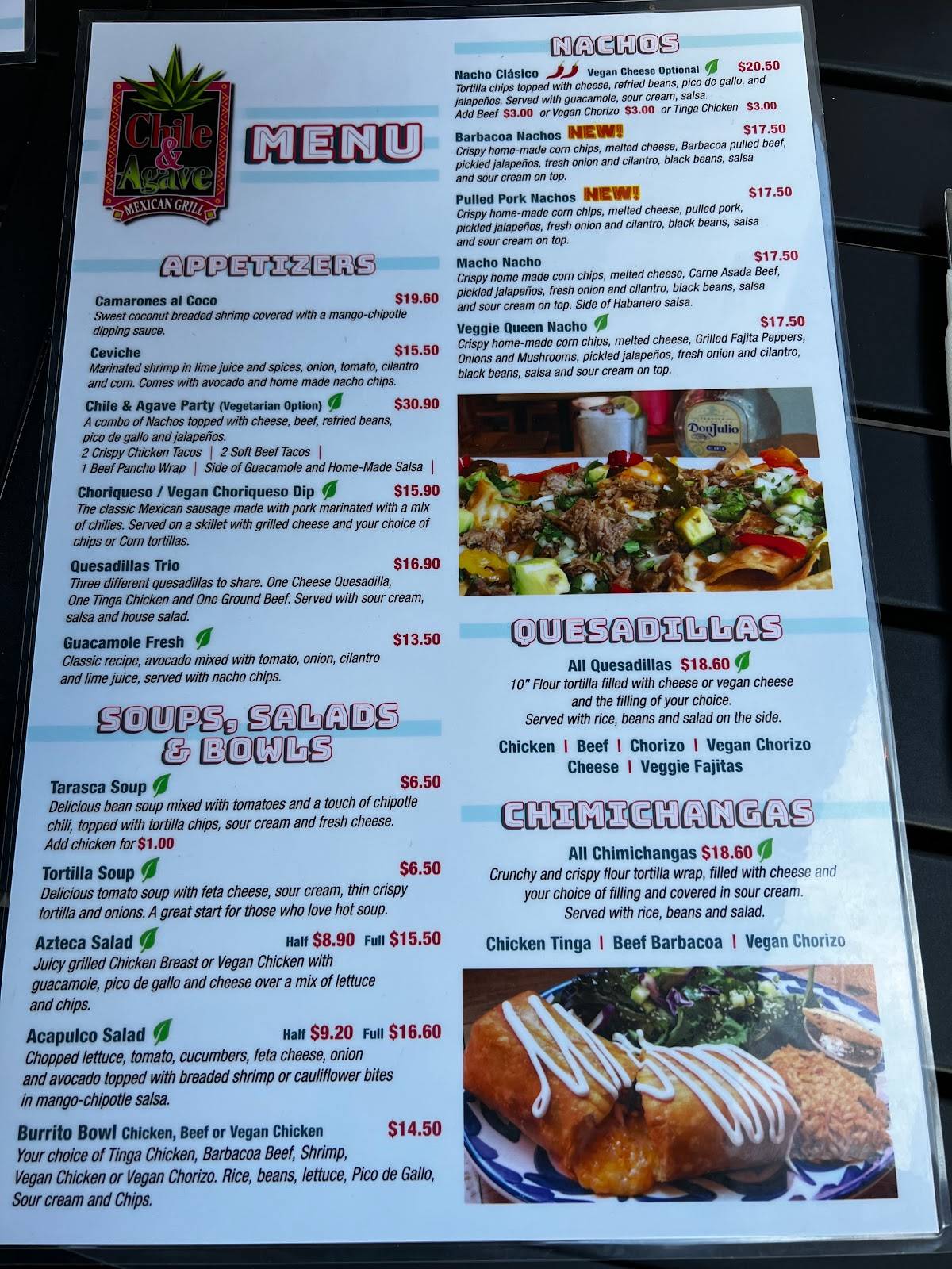 Menu at Chile & Agave Mexican Grill restaurant, St. Catharines
