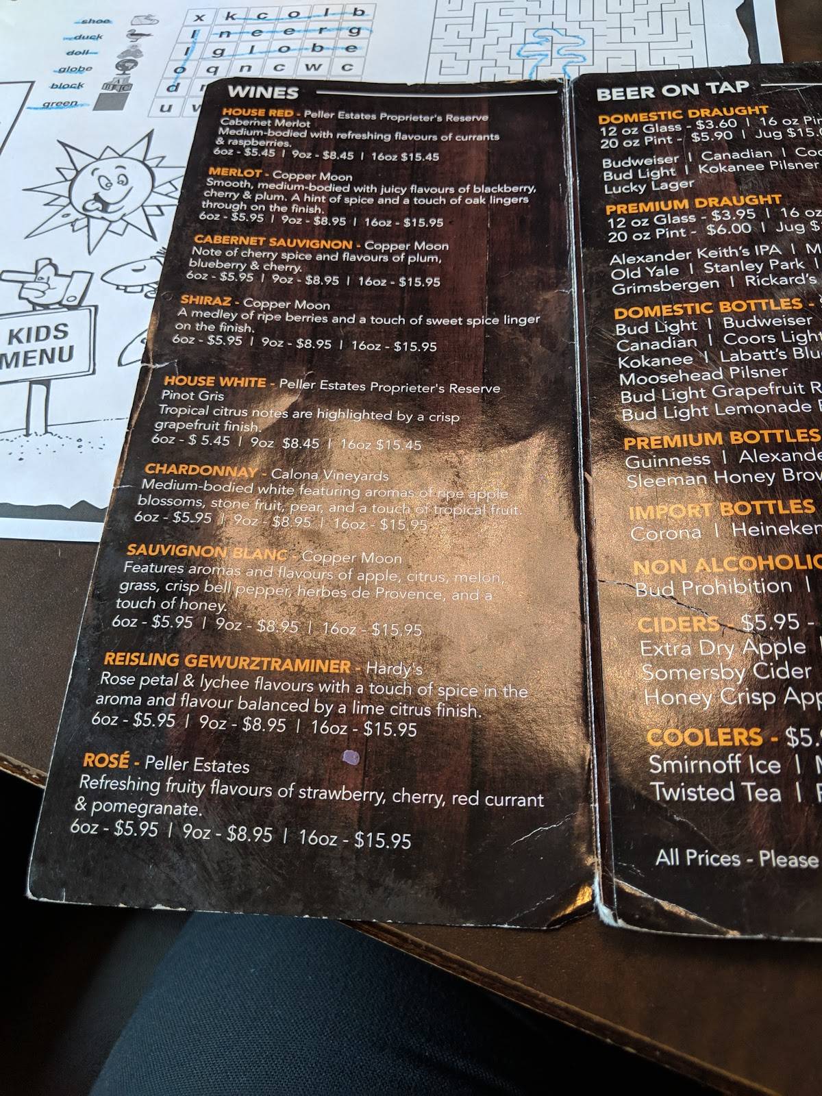 Menu at Jimmy J'S Grill restaurant, Chilliwack