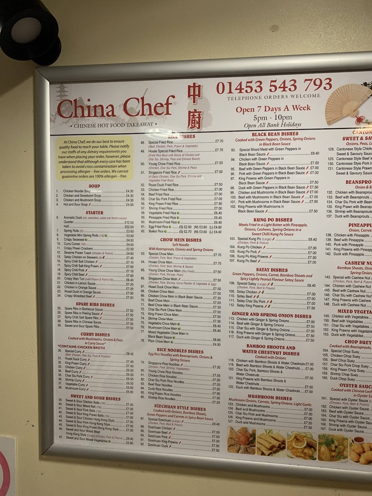 Menu at China Chef restaurant, Dursley