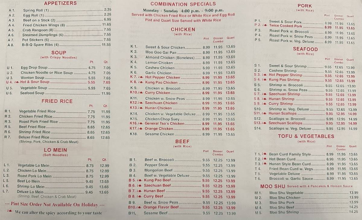 Menu at China Crown restaurant, Novi, Novi Rd