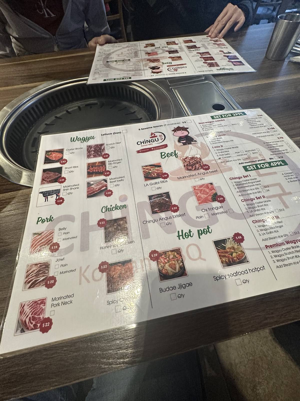 Menu at Chingu Korean BBQ Sunshine, Sunshine