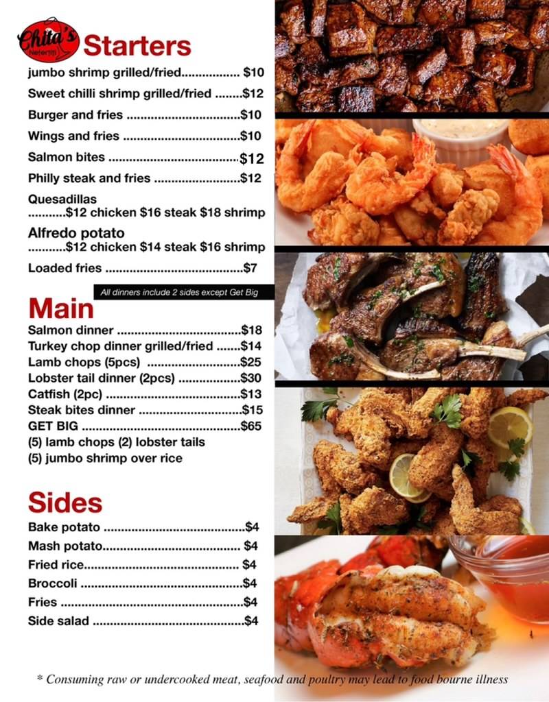 Menu at Chita's Nefertiti Bar, Detroit