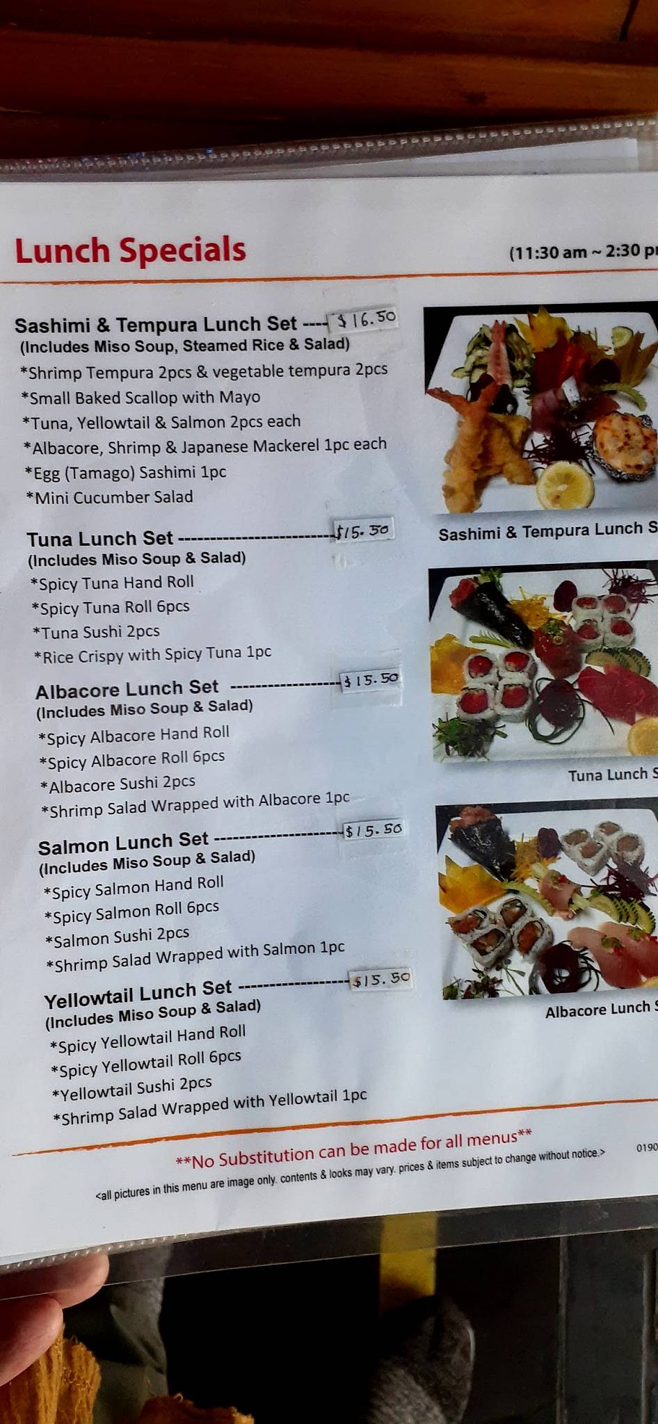 Menu at Cho Cho San Restaurant, Thousand Oaks