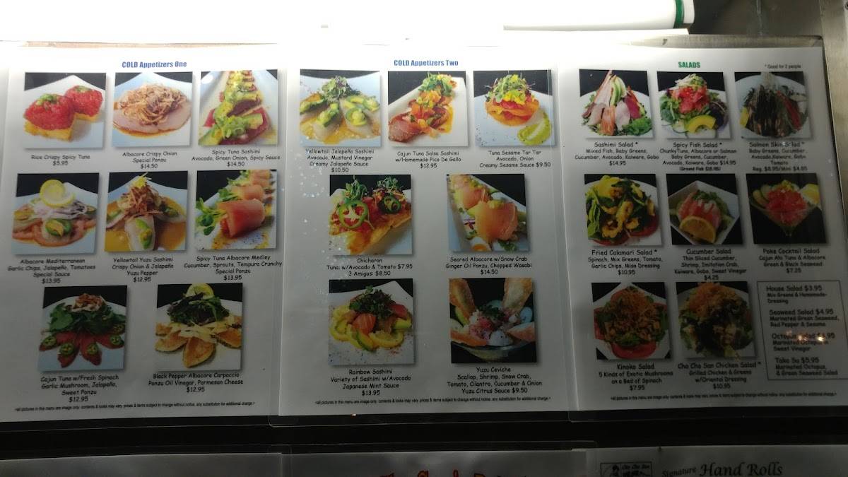 Menu at Cho Cho San Restaurant, Thousand Oaks