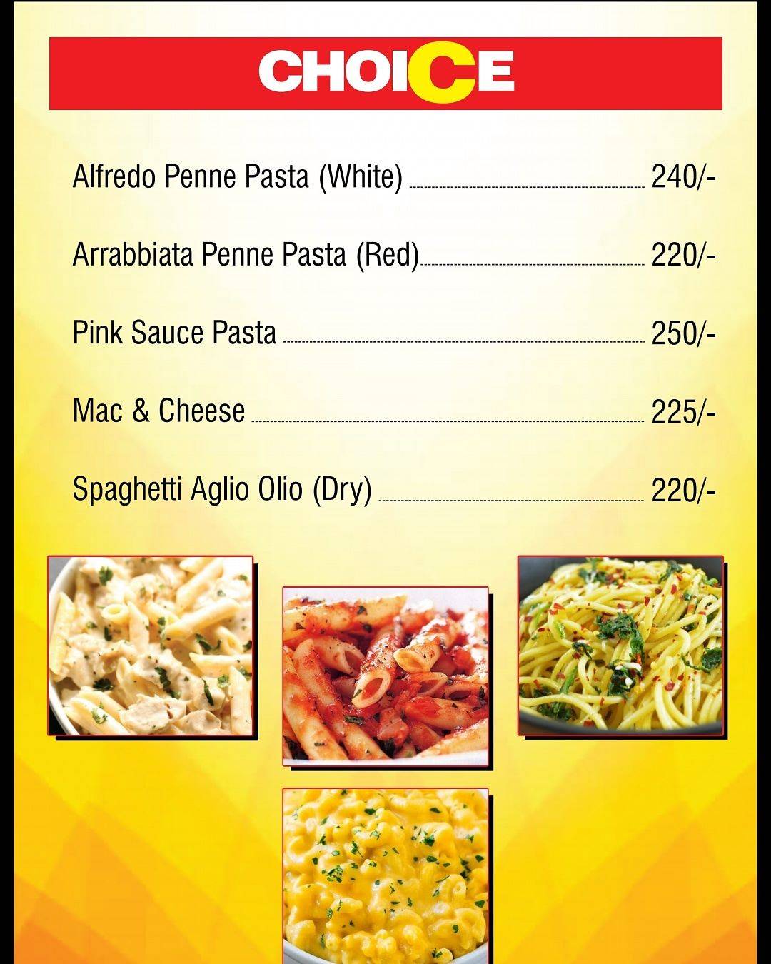 Menu at Choice Snacks Parlour, Mumbai