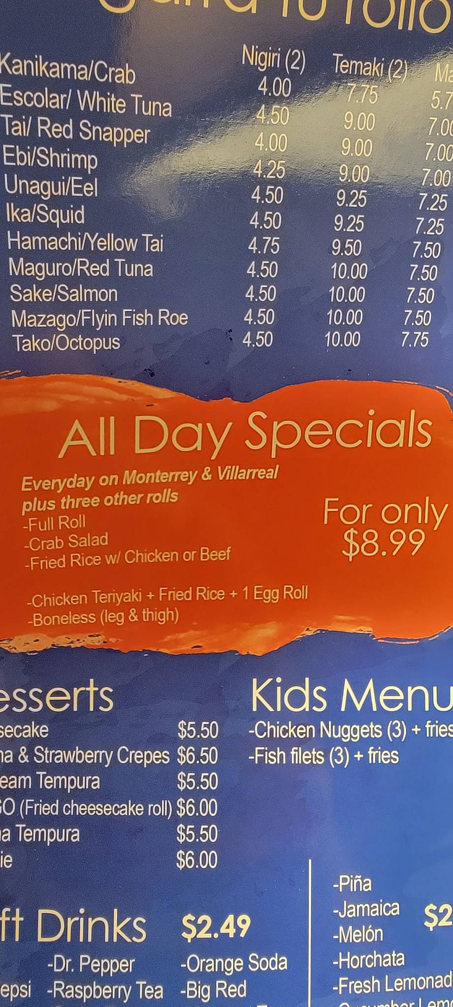 Menu at Chopsticks restaurant, Laredo, 313 W Village Blvd #110