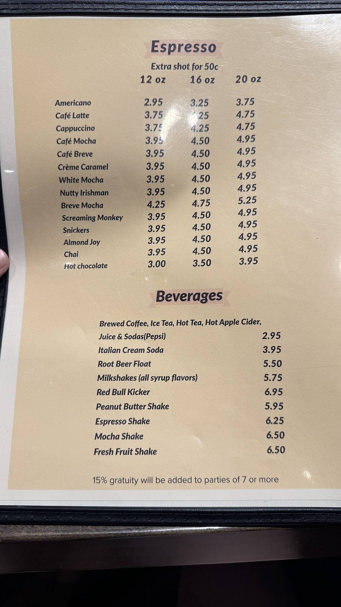Menu at Chowder House restaurant, Fairbanks