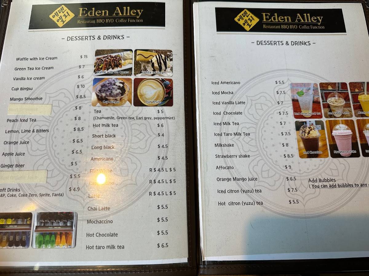 Menu at Eden Alley Korean Restaurant and Café, Christchurch