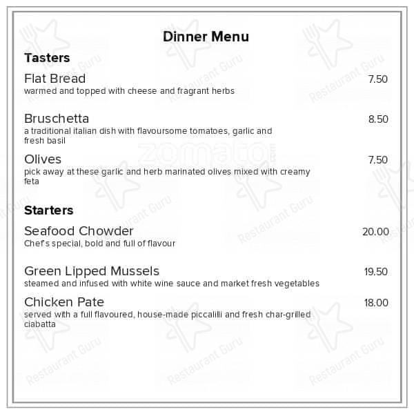 Menu at The Square Restaurant and Bar, Christchurch