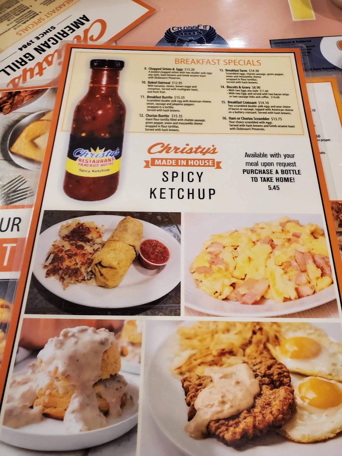 Menu at Christy's restaurant, Wood Dale