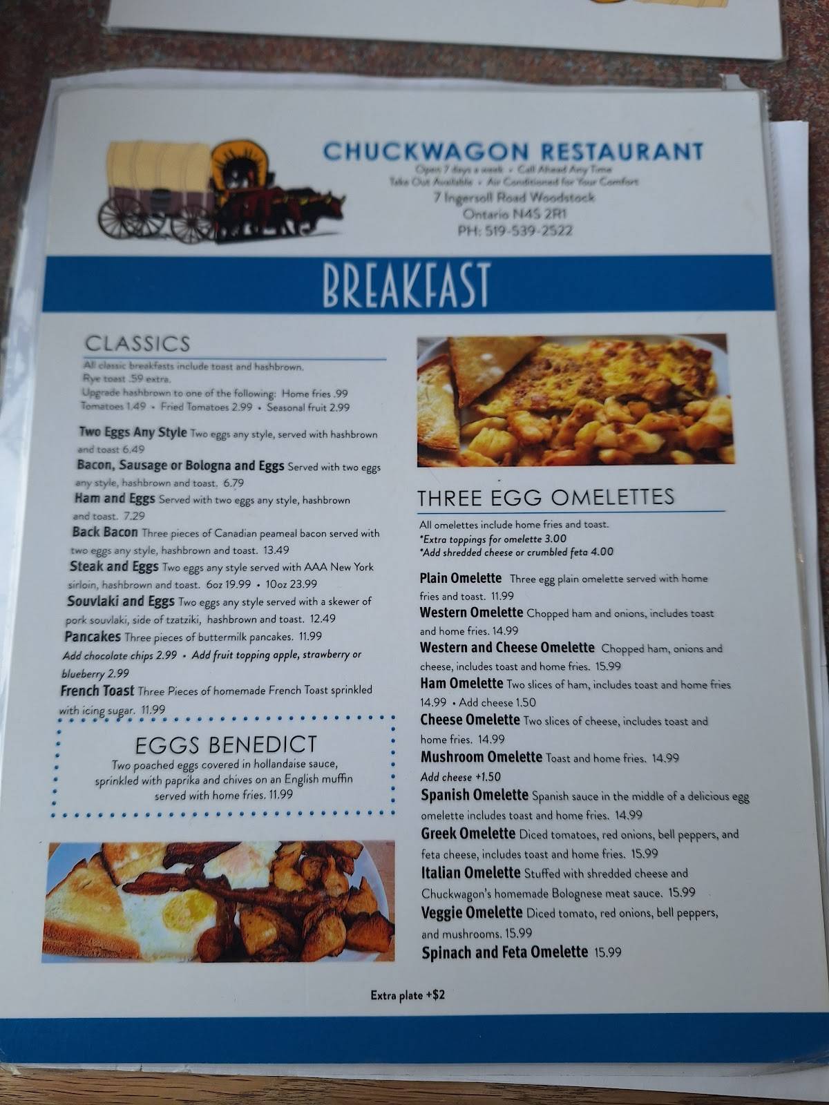 Menu at Chuckwagon Restaurant, Woodstock