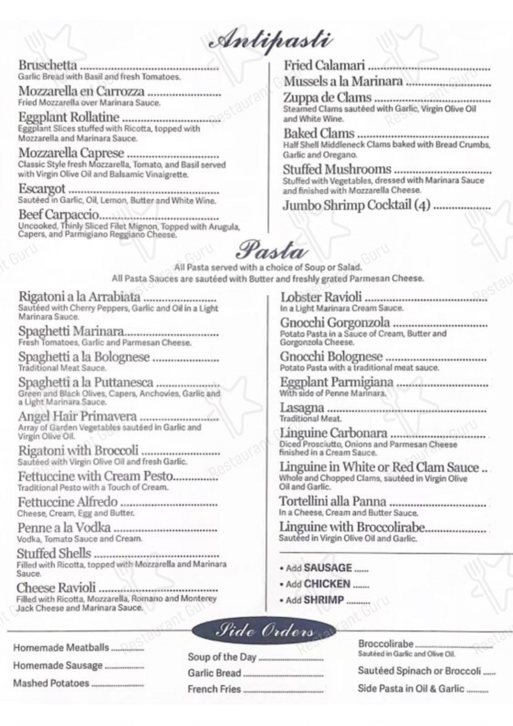 Menu at Ciao Bella Ristorante Italiano restaurant, Marco Island