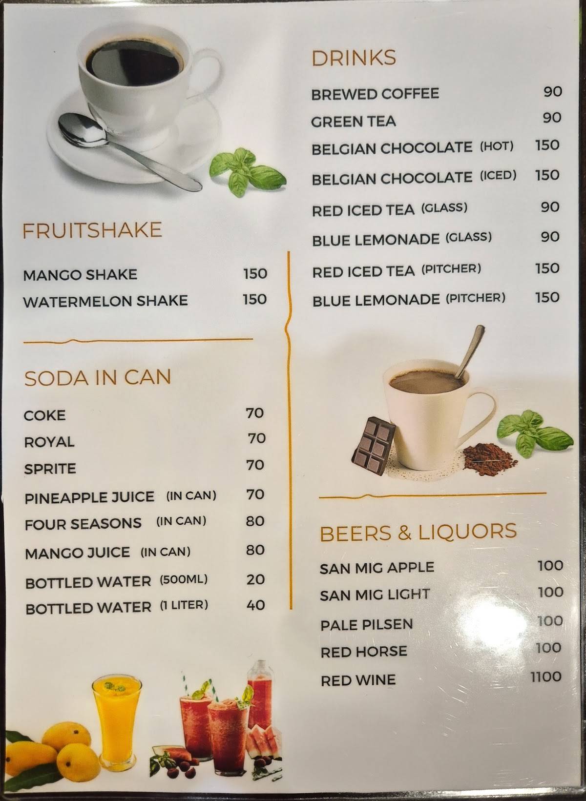 Menu at Cielo Alto Place Restaurant, Tanay