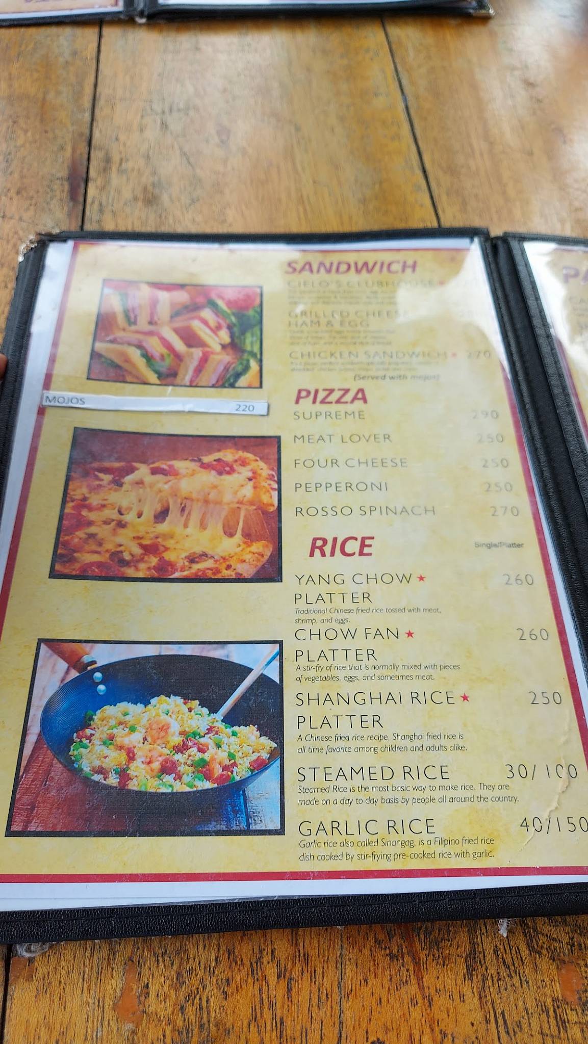 Menu at Cielo Alto Place Restaurant, Tanay