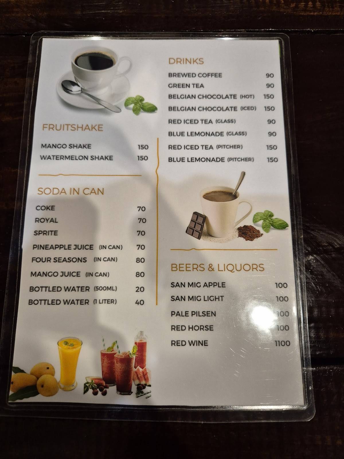Menu at Cielo Alto Place Restaurant, Tanay