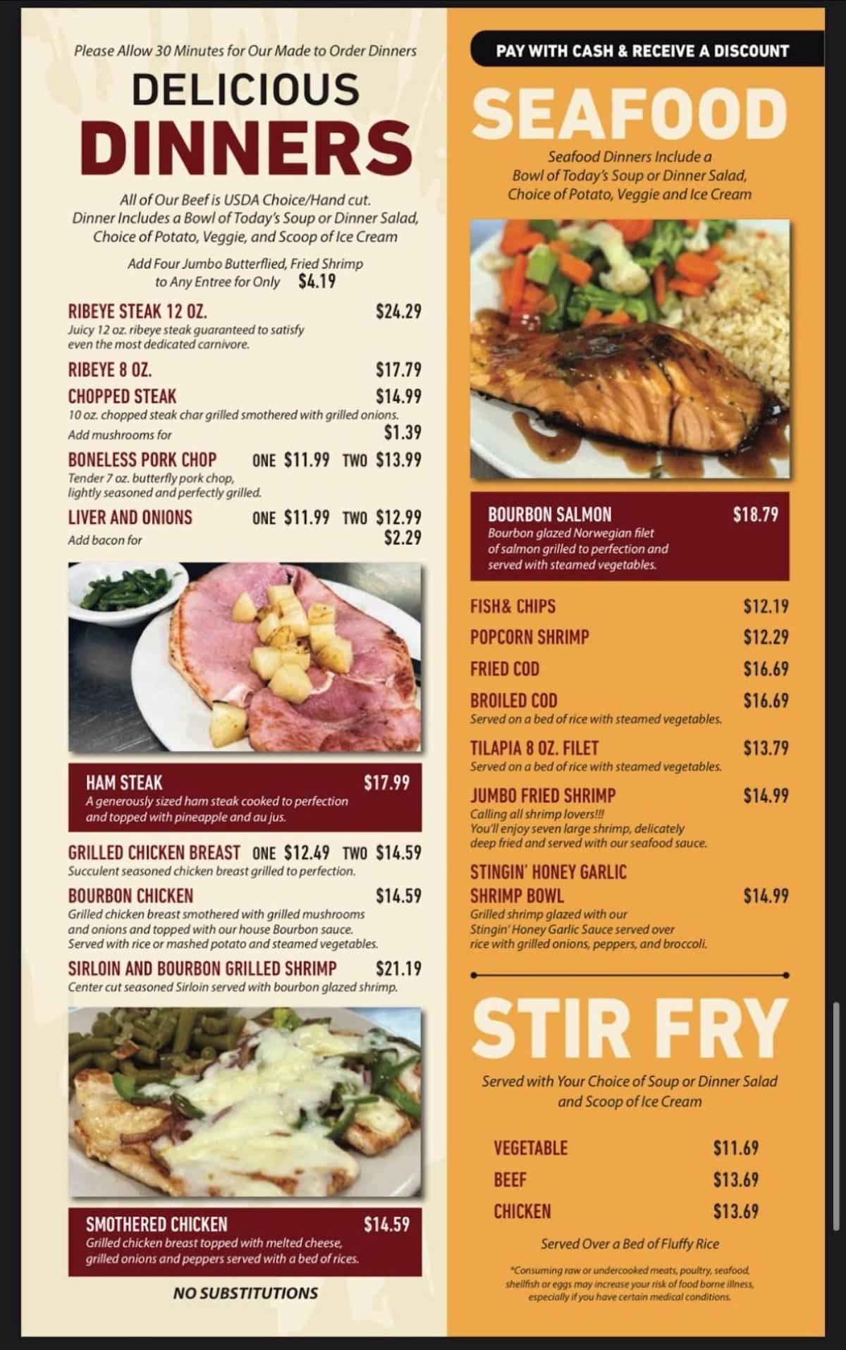 Menu at Cindy's on 34 restaurant, Mendota